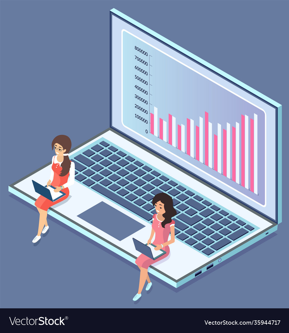 Expert worker evaluate statistics concepts Vector Image