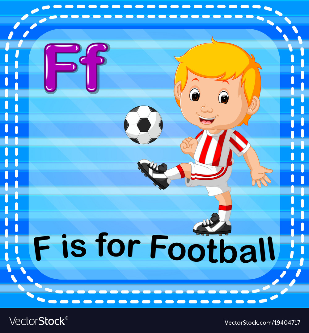 Flashcard letter f is for football Royalty Free Vector Image