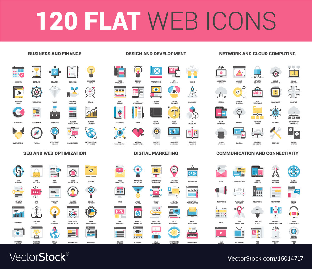 Flat web icons Royalty Free Vector Image - VectorStock