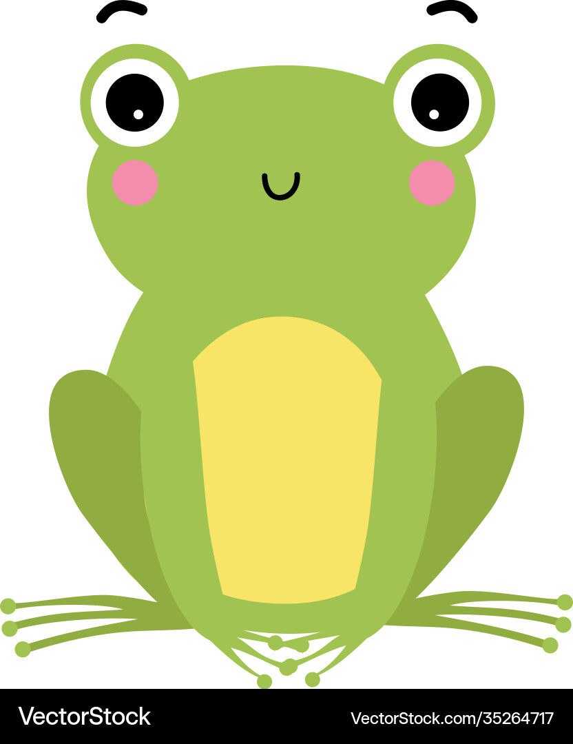 Green frog with protruding eyes sitting Royalty Free Vector