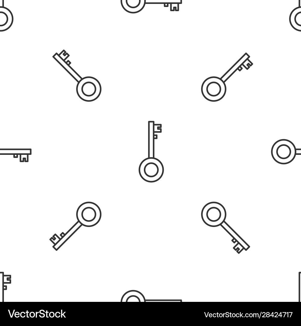 Grey line pirate key icon isolated seamless Vector Image