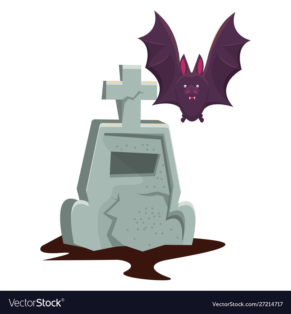 Halloween flying with graveyard Royalty Free Vector Image
