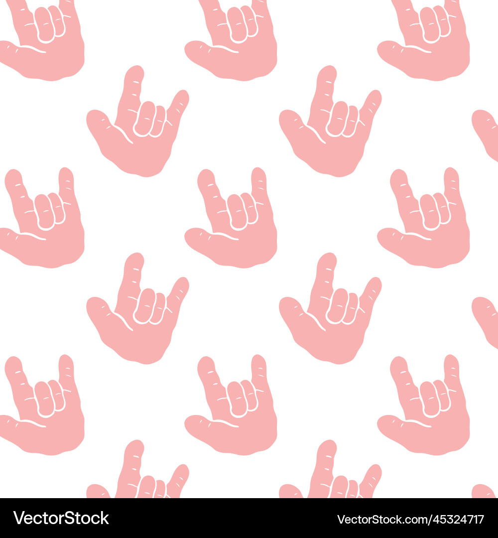 Hand love sign pattern in cartoon style Royalty Free Vector