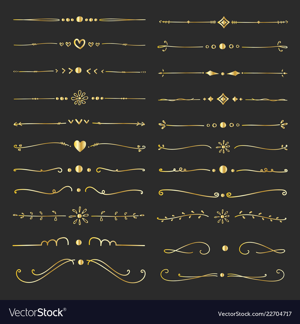 Set golden decorative calligraphic elements Vector Image Set golden decorative calligraphic elements Vector Image