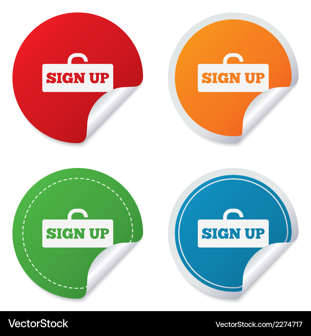 Sign up icon registration symbol Royalty Free Vector Image