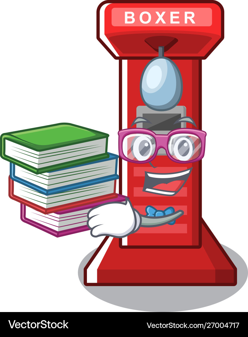 Student with book boxing game machine in cartoon Vector Image