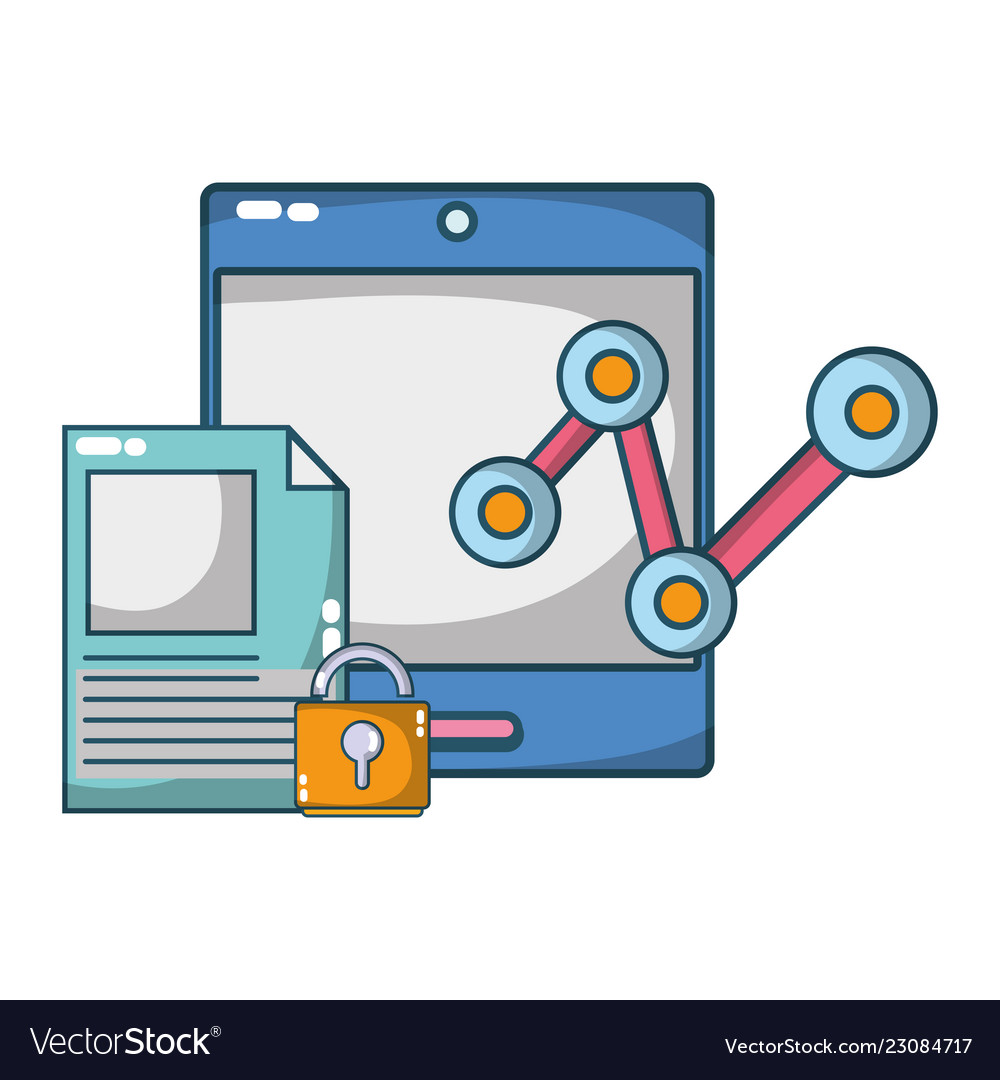 Technology computing security cartoon Royalty Free Vector
