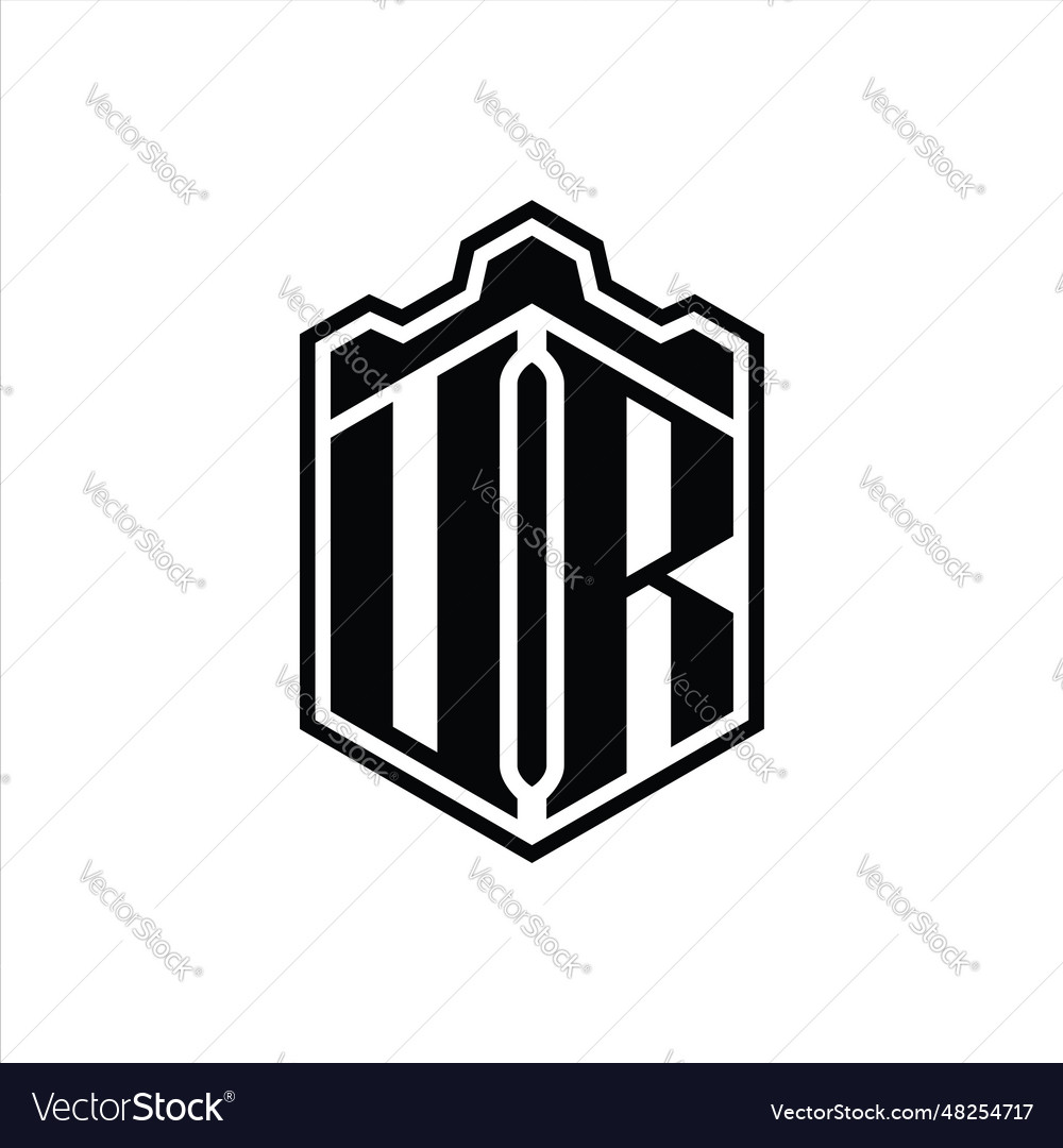 Ur letter logo monogram hexagon shield shape Vector Image