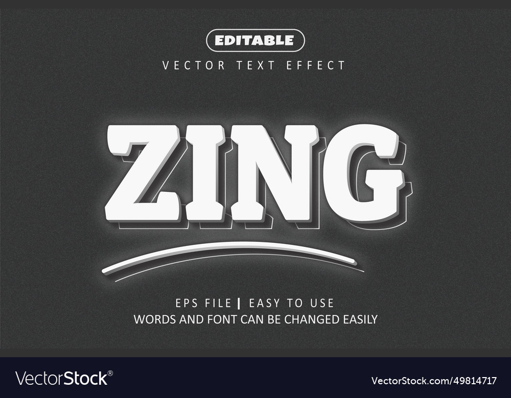 Zing text effect Royalty Free Vector Image - VectorStock