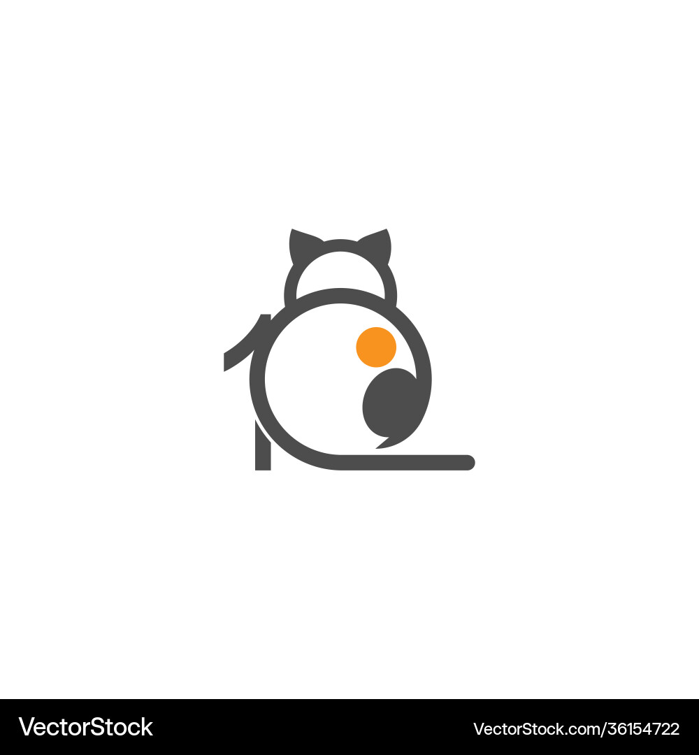 Cat icon logo with number 1 template design Vector Image