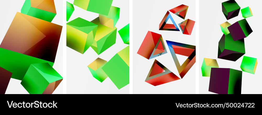 Composition of 3d cubes and other geometric Vector Image