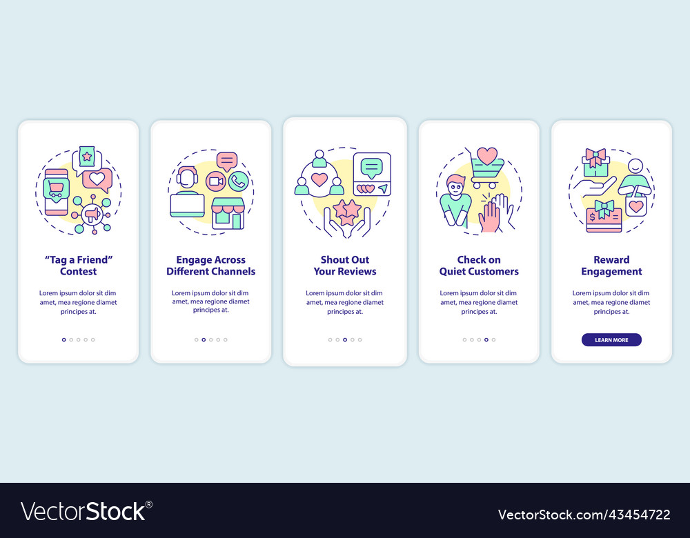 Customer engagement strategies onboarding mobile Vector Image Customer engagement strategies onboarding mobile Vector Image