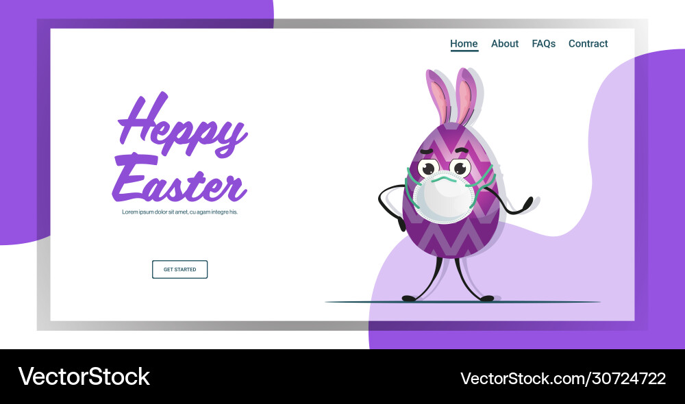 Egg with rabbit ears in medical mask happy easter Vector Image