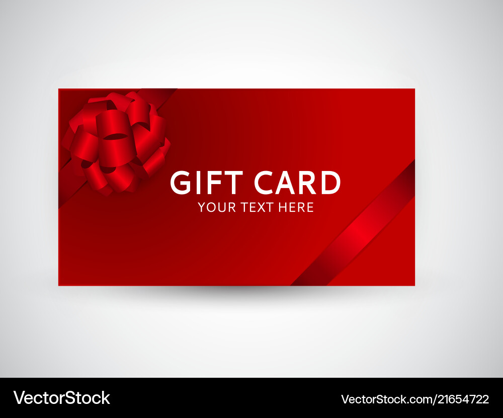 Gift card template with bow and ribbon Royalty Free Vector