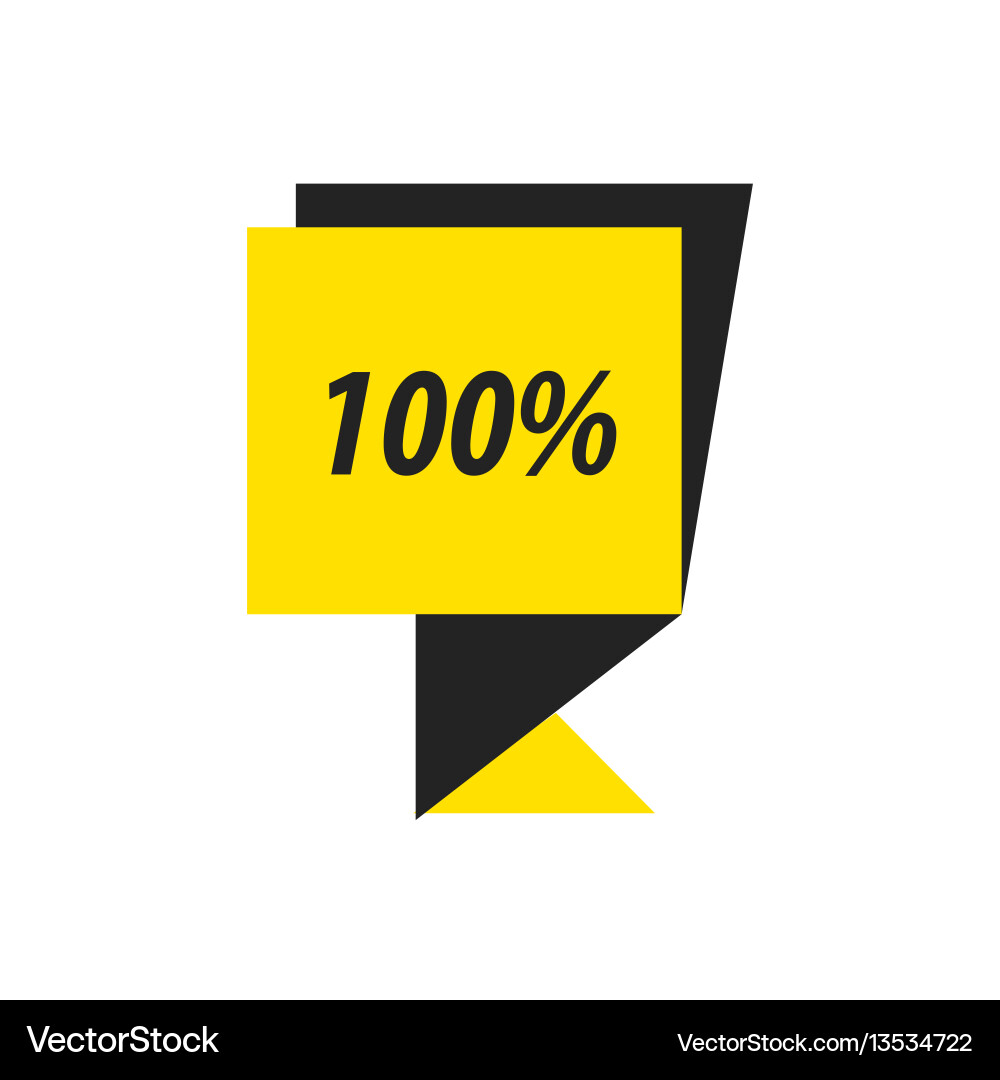 Label hundred percent black yellow Royalty Free Vector Image