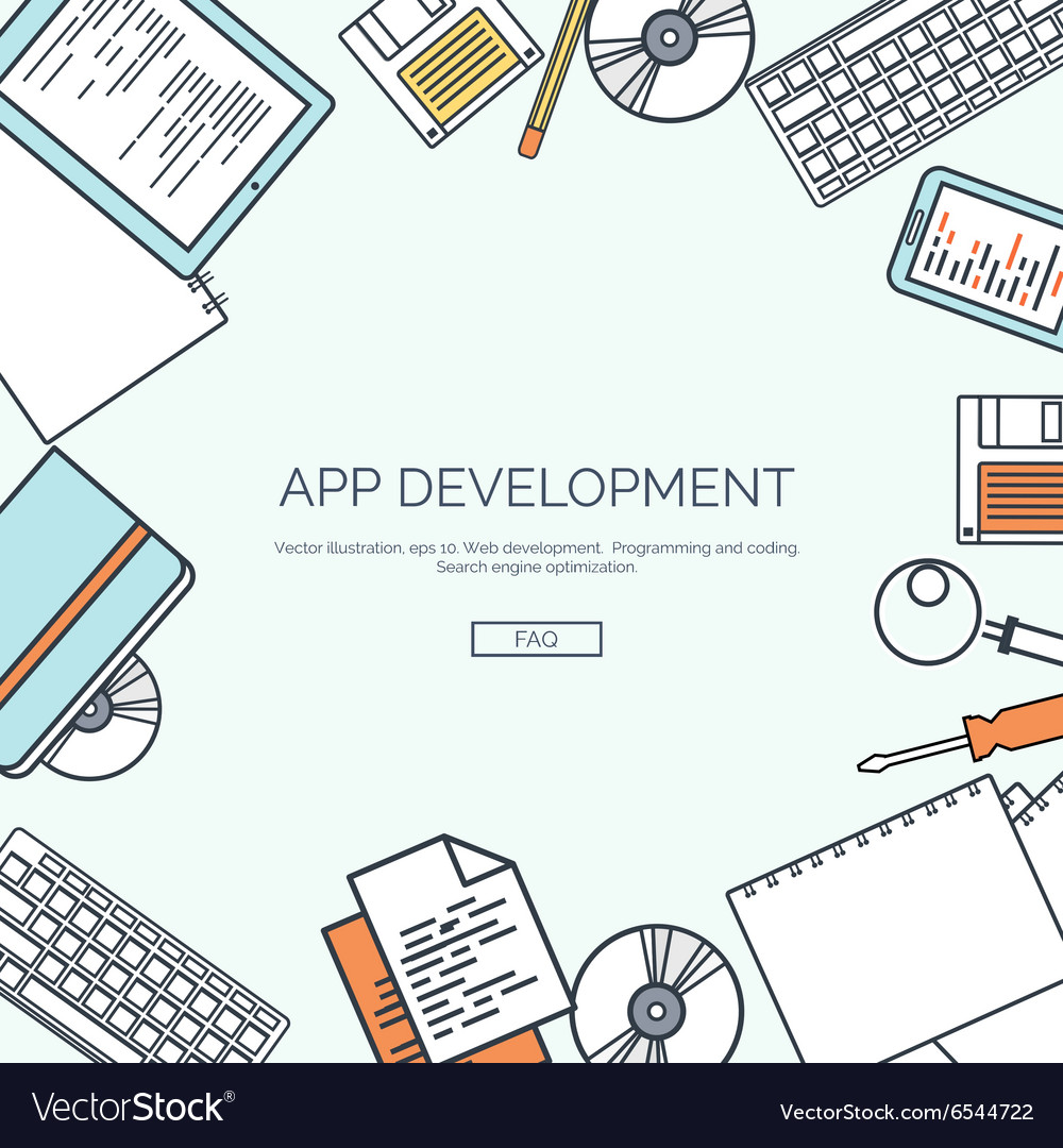 Lined flat computing Royalty Free Vector Image