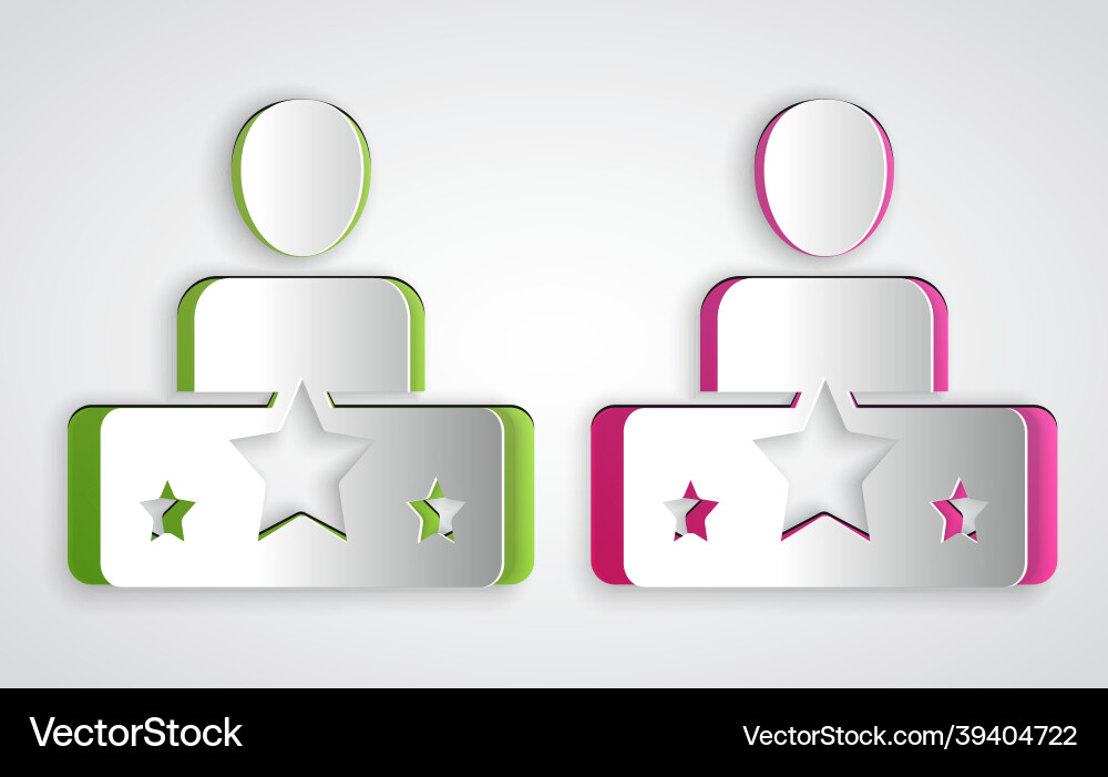 Paper cut actor star icon isolated on grey Vector Image