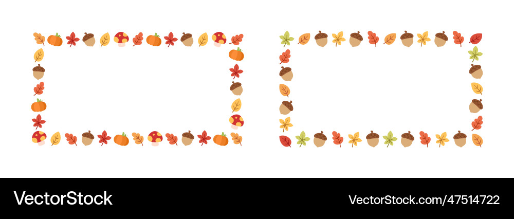 Rectangle autumn frame made of leaves set modern Vector Image