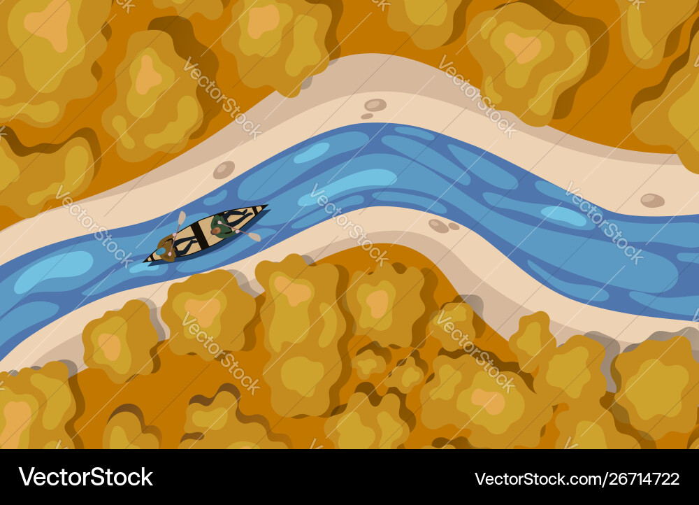 River top view people on a boat floating Vector Image