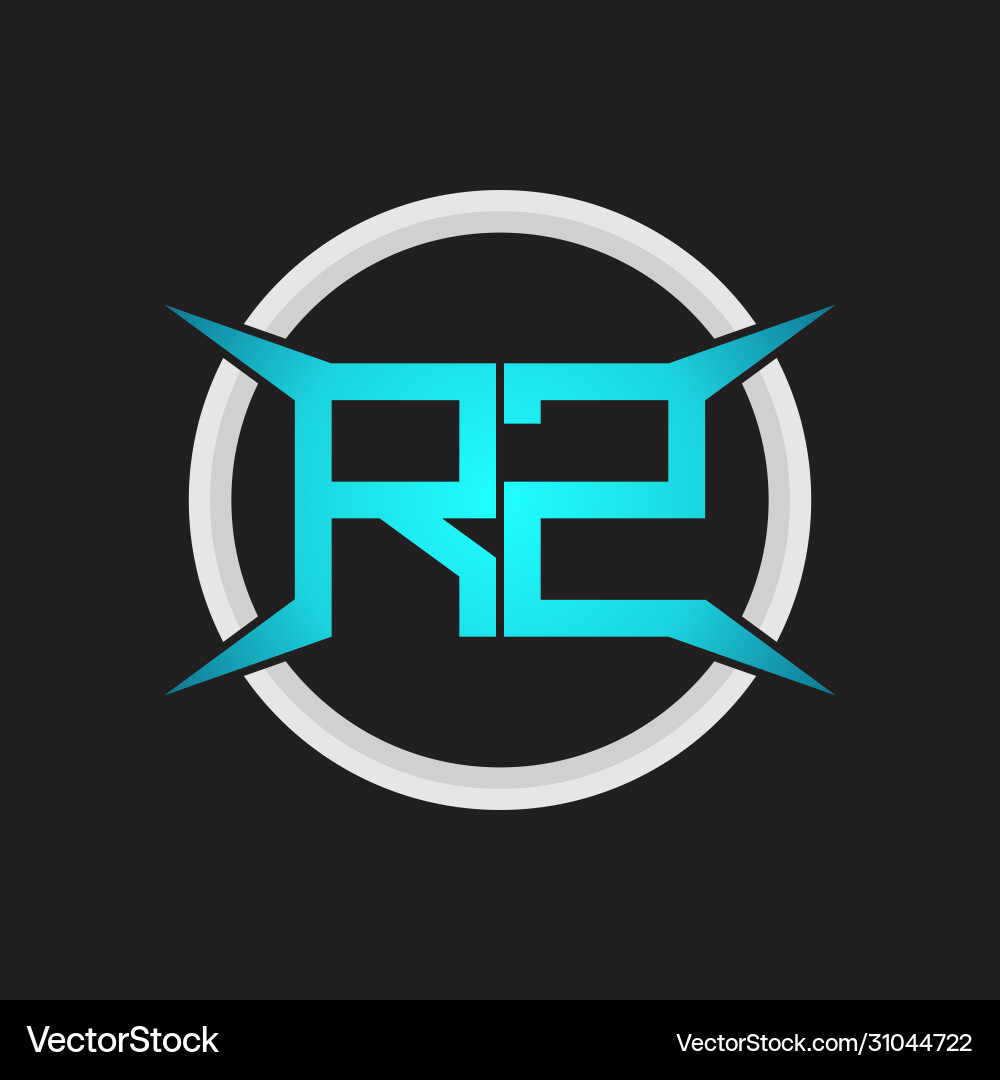 Rz logo monogram with circle and four taper shape Vector Image