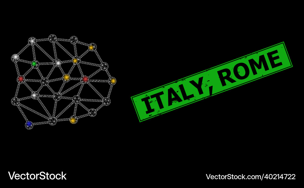 Scratched italy rome stamp with net mesh Vector Image