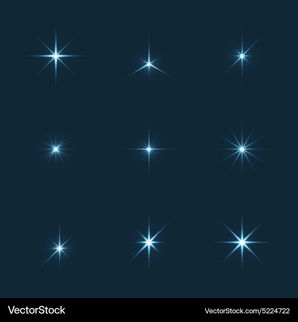 Set of sparkle lights stars Royalty Free Vector Image