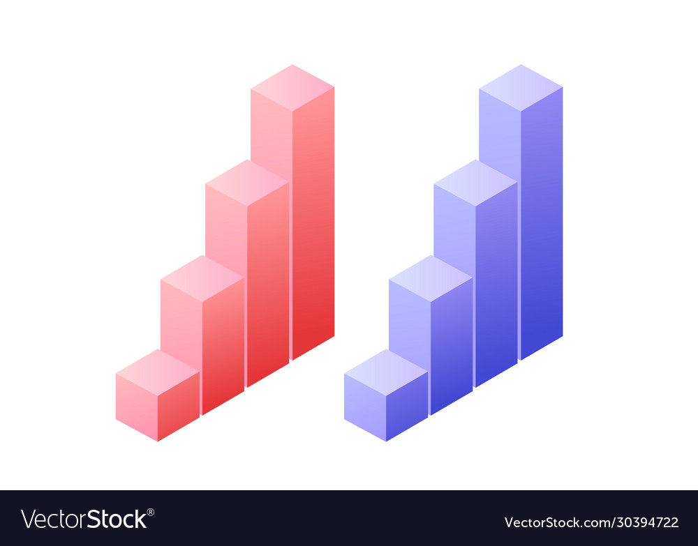 Statistics graph chat isometric object Royalty Free Vector