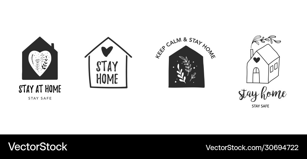 Stay at home stay safe logos Royalty Free Vector Image