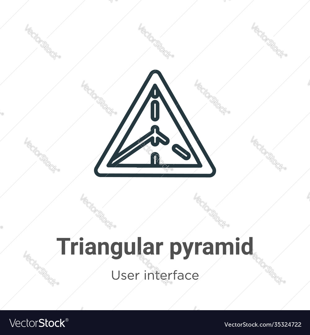 Triangular pyramid outline icon thin line black Vector Image