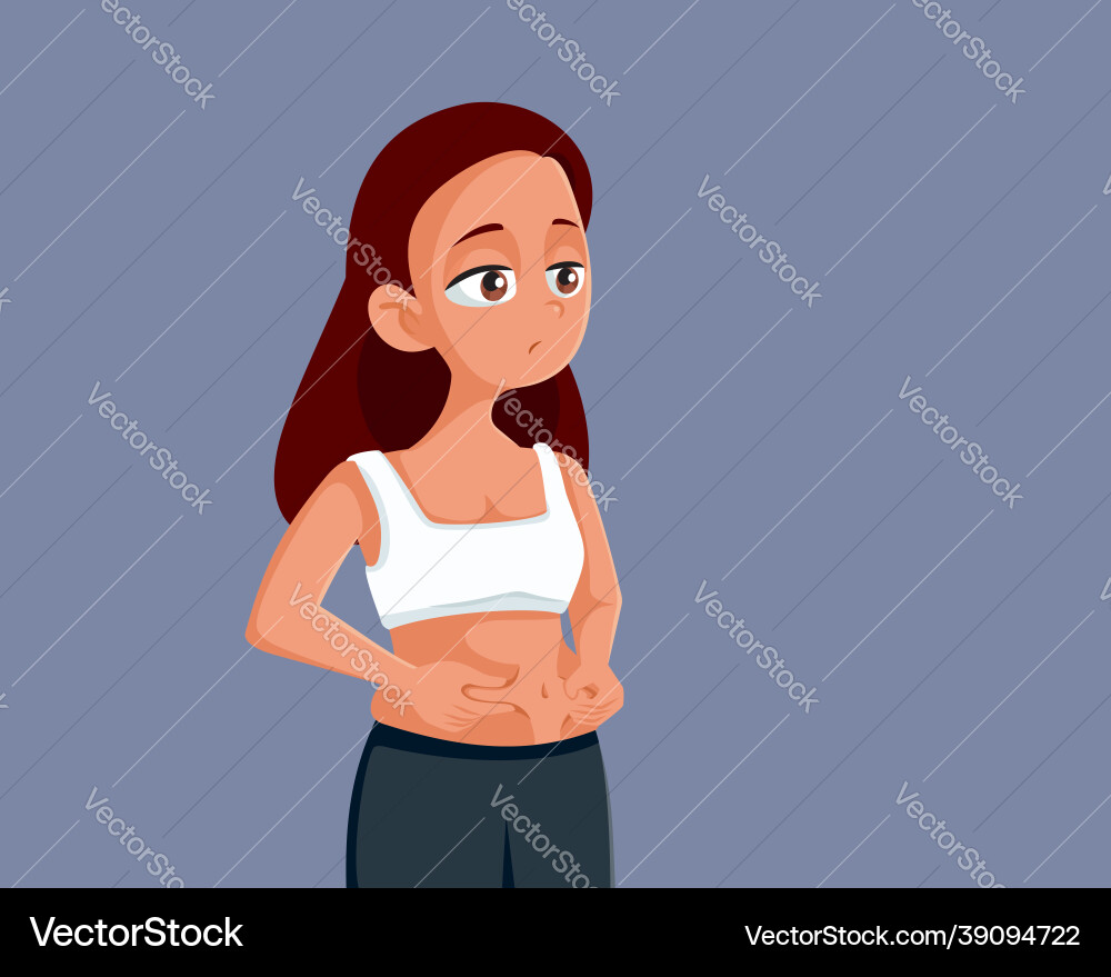 Unhappy teen having body image problems Royalty Free Vector