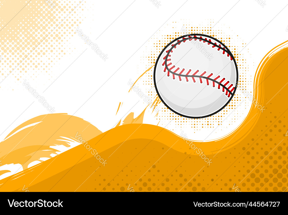 A flying baseball ball abowe yellow flat wave Vector Image
