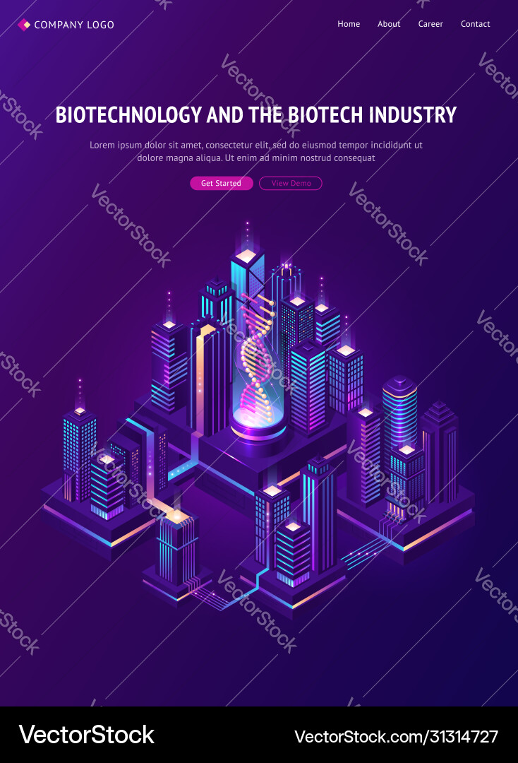 Biotechnology biotech industry isometric banner Vector Image