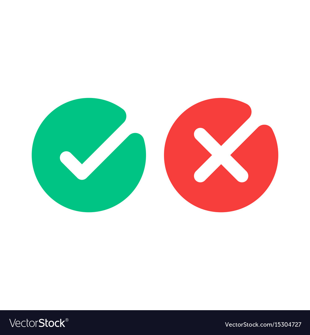 Check Mark Icons Green Tick And Red Cross Vector Image