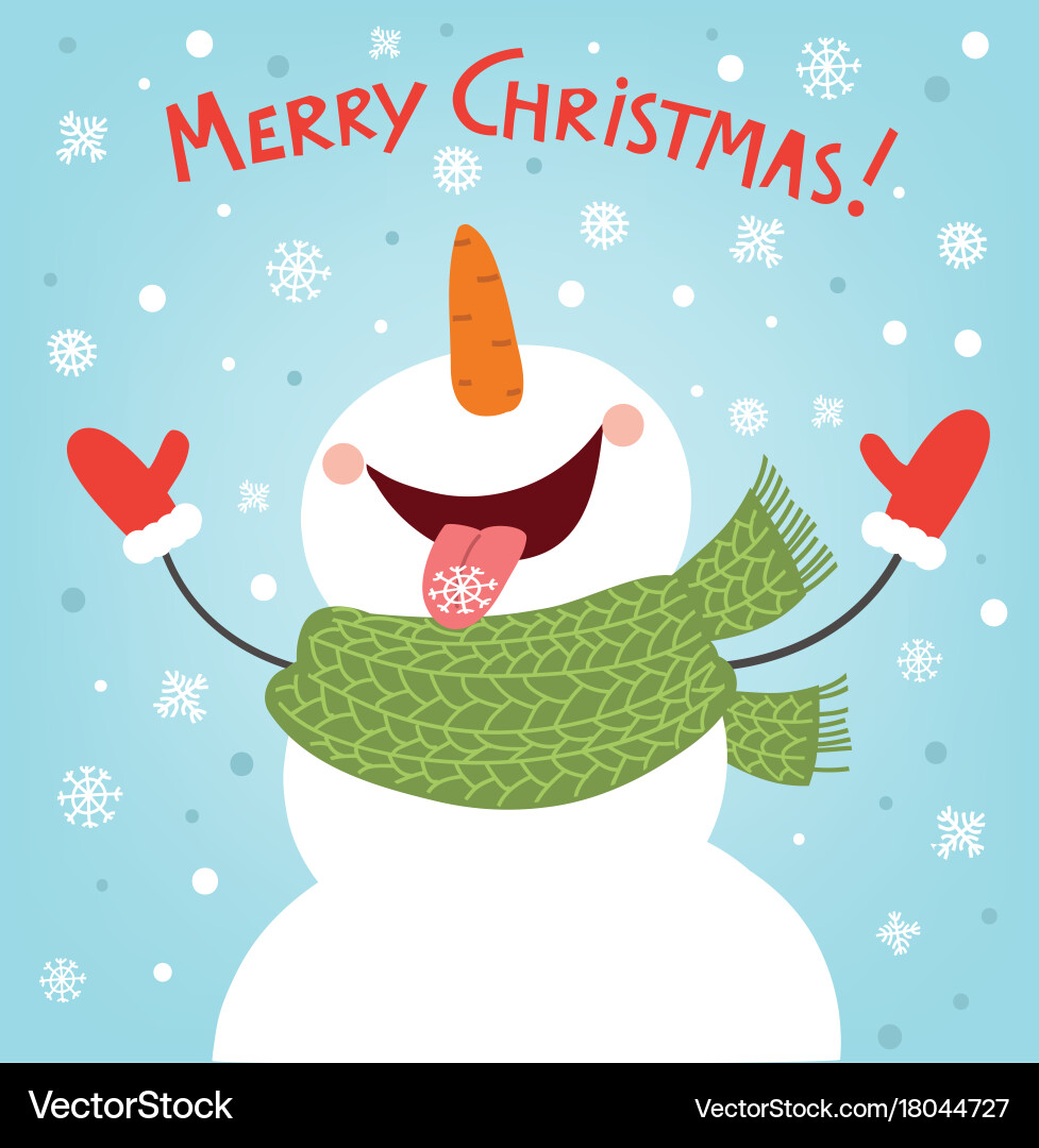 Christmas card with a snowman Royalty Free Vector Image