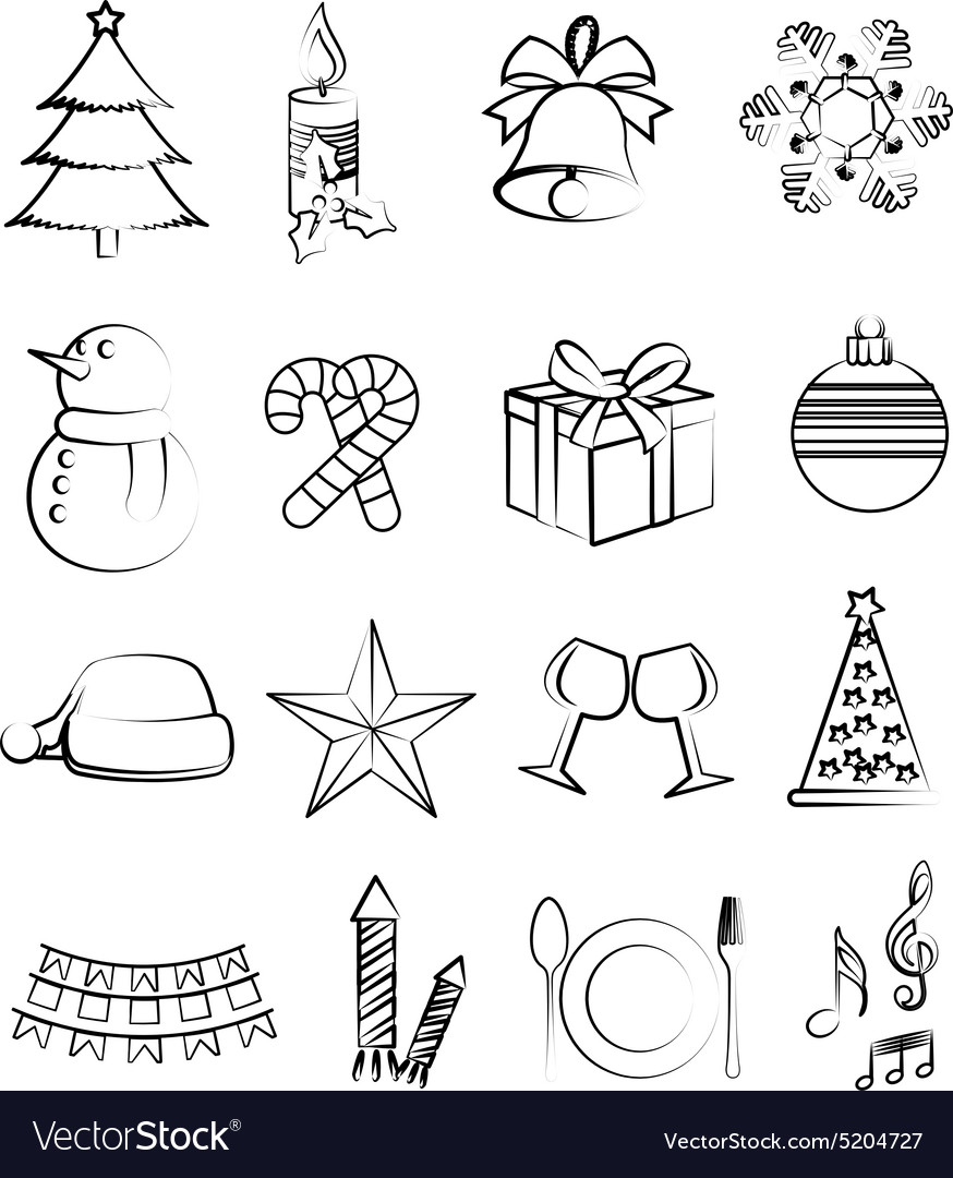 Christmas line icons set Royalty Free Vector Image
