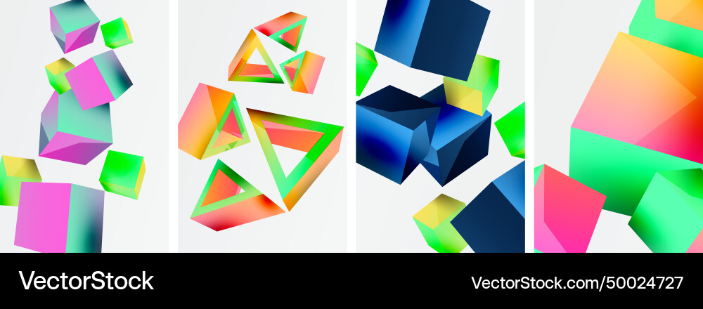Composition of 3d cubes and other geometric Vector Image