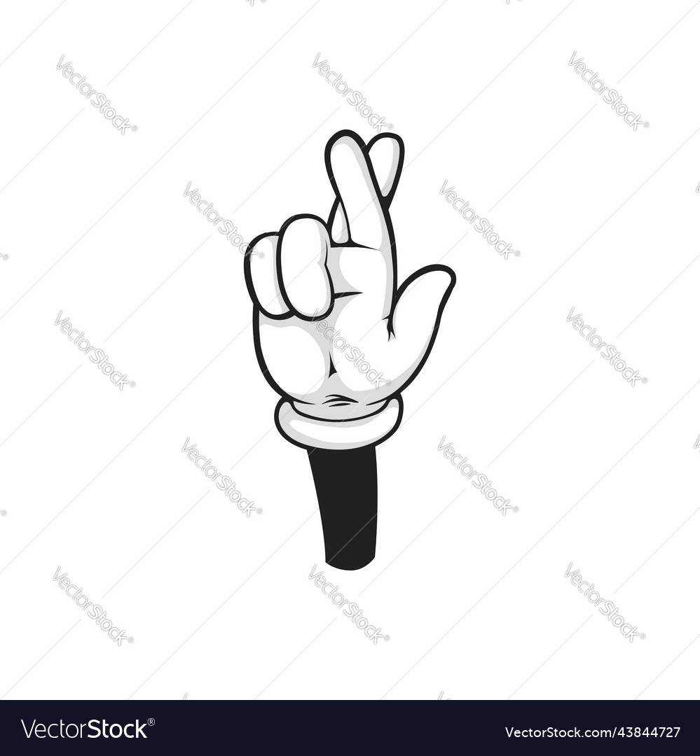 Crossed middle and index fingers hand gesture icon