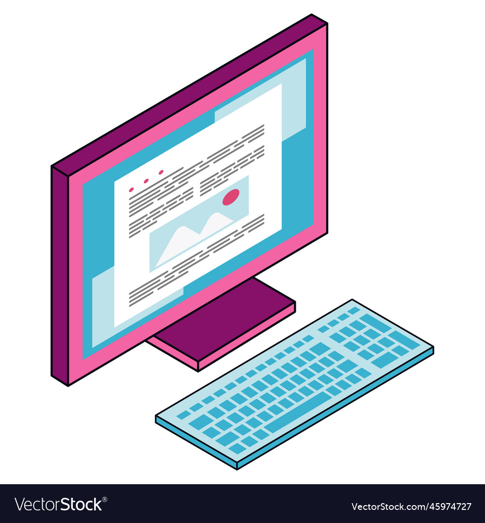 Desktop computer tech Royalty Free Vector Image