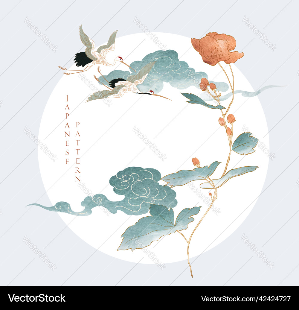 Japanese background with watercolor texture Vector Image