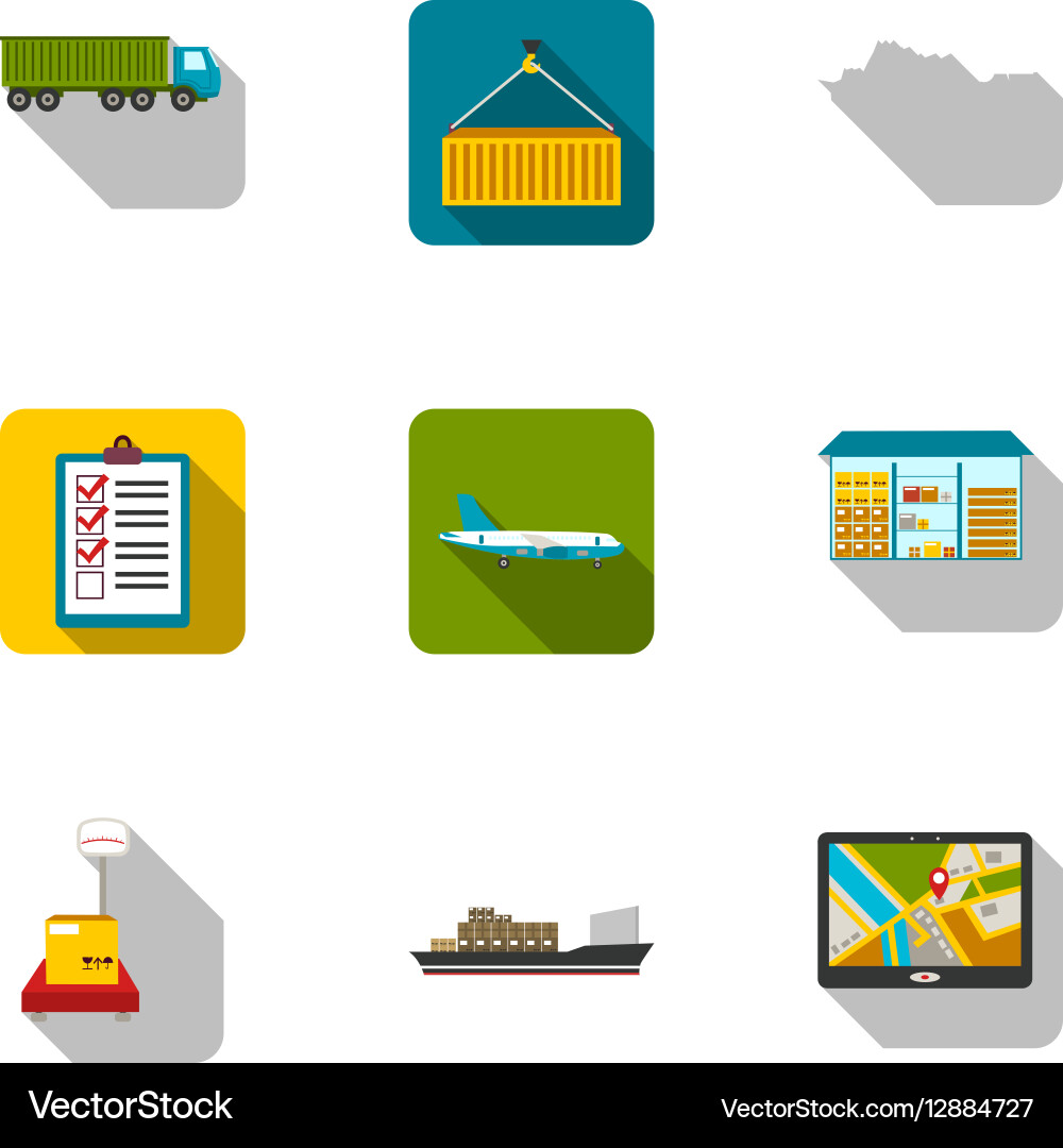 Logistic set icons in flat style big collection Vector Image