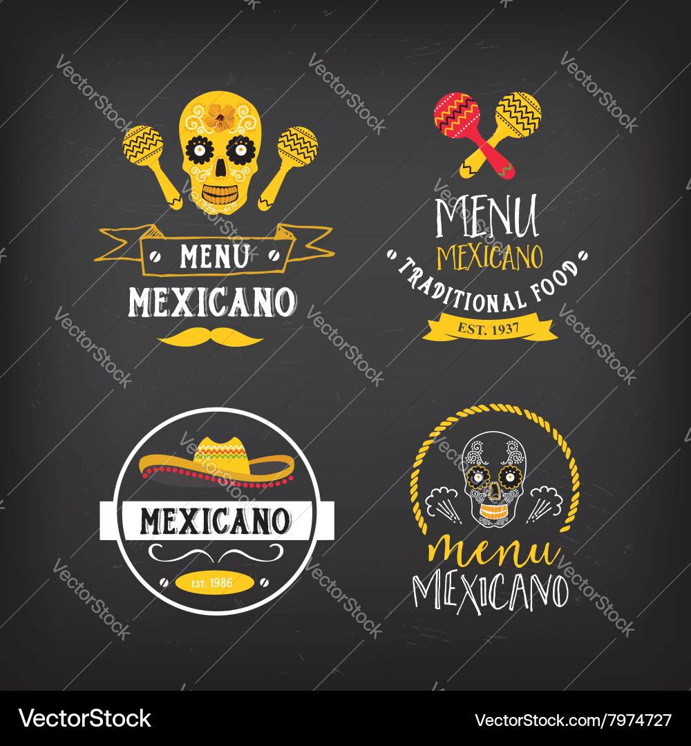 Menu mexican logo and badge design Royalty Free Vector Image
