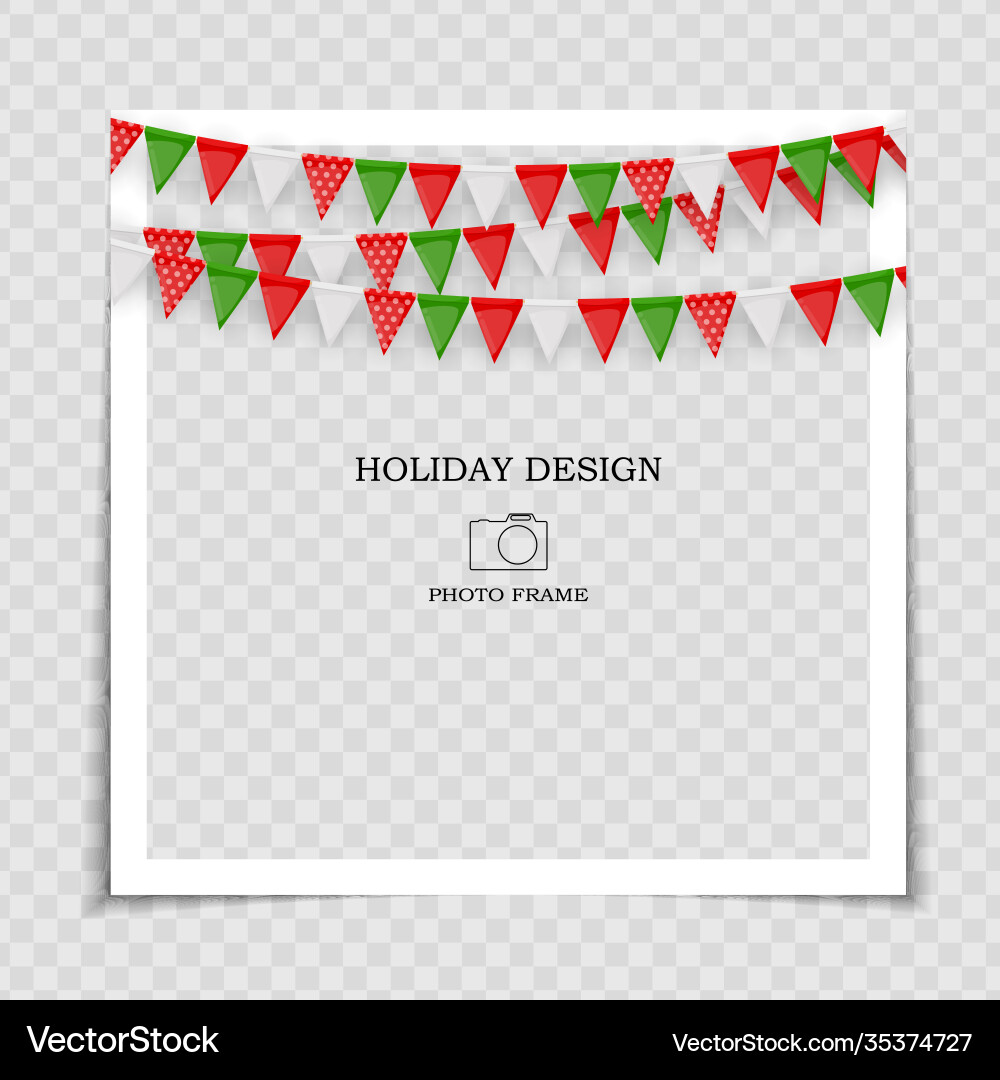 Party holiday photo frame template with flags Vector Image