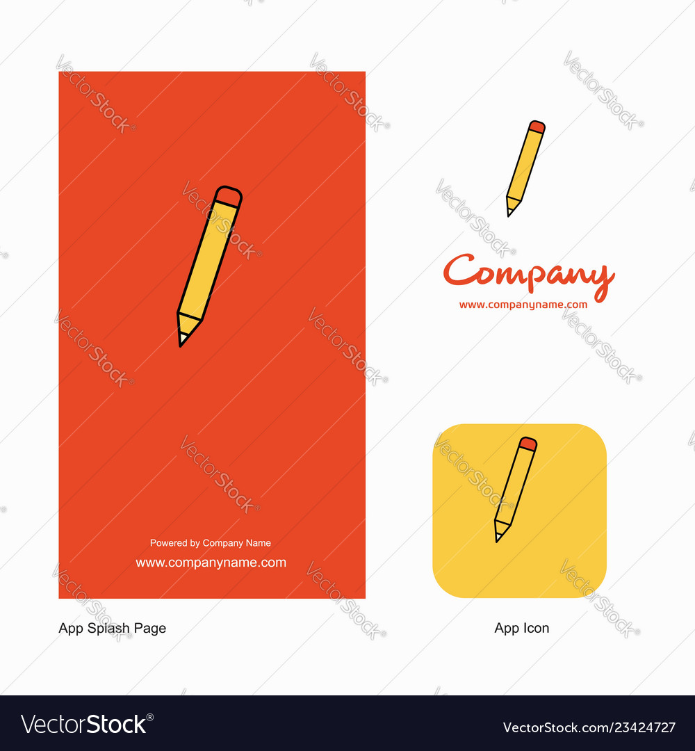 Pencil company logo app icon and splash page Vector Image