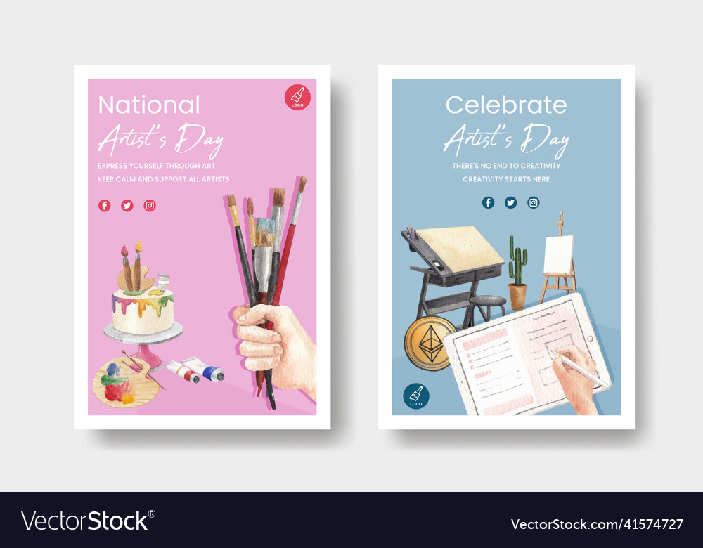 Poster template with international artists day Vector Image
