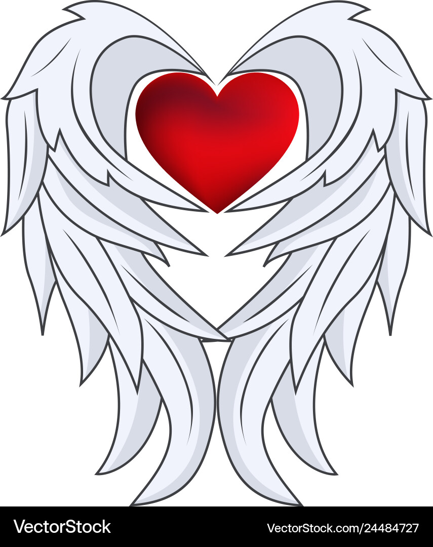 Red heart with angel wings Royalty Free Vector Image