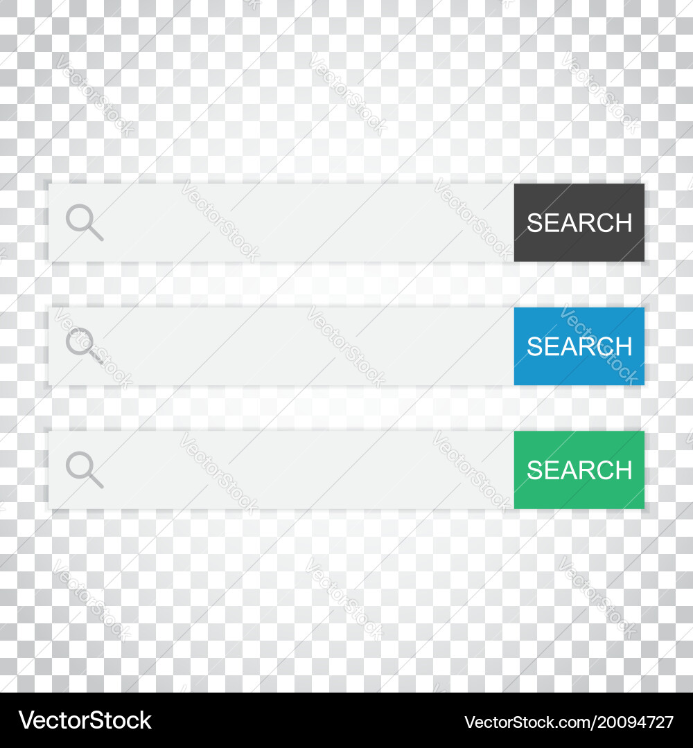 Search bar field set interface elements Royalty Free Vector
