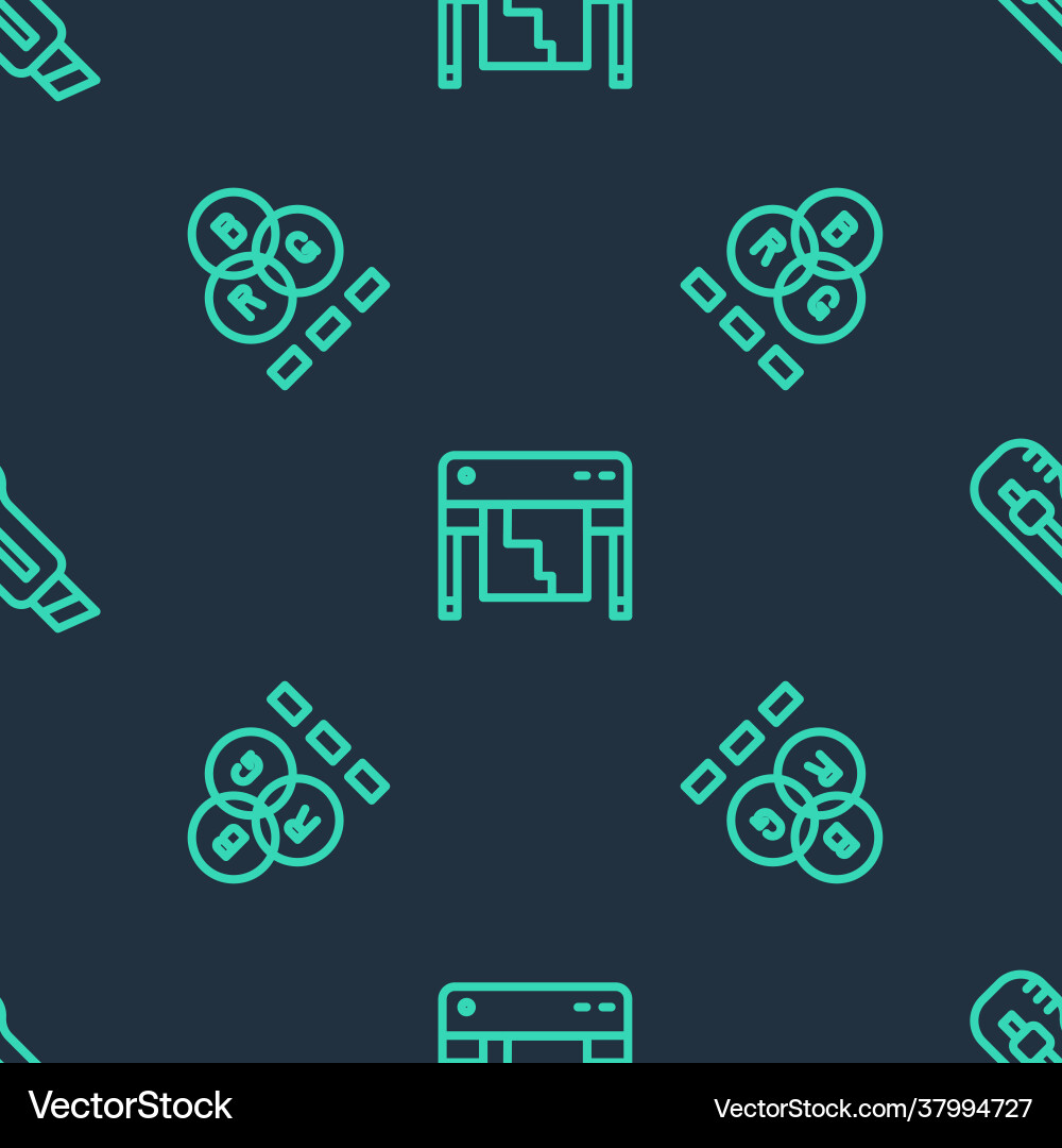 Set line plotter rgb color mixing and stationery Vector Image