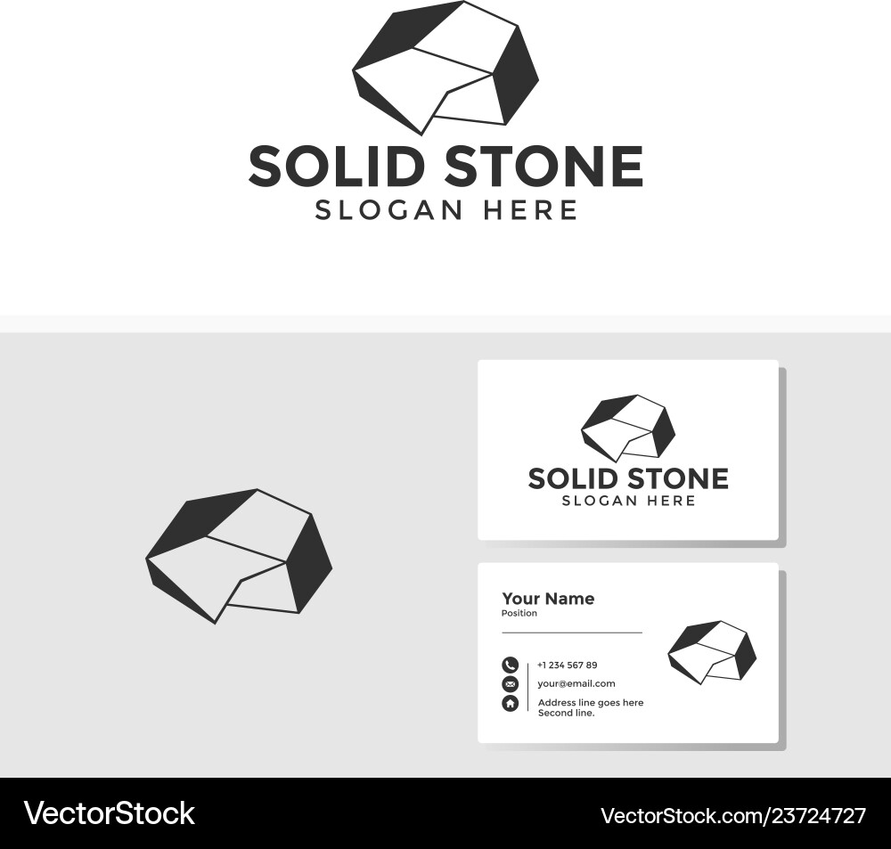 Stone logo template with business card design Vector Image