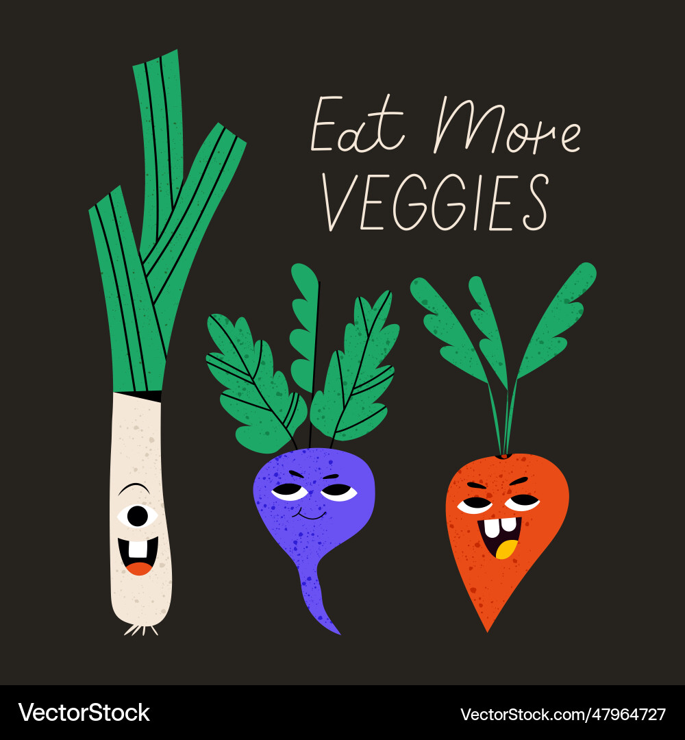 Vegetarian poster with slogan cute vegetable Vector Image