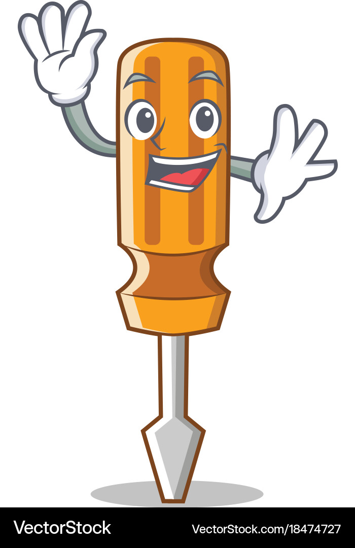 Waving screwdriver character cartoon style Vector Image